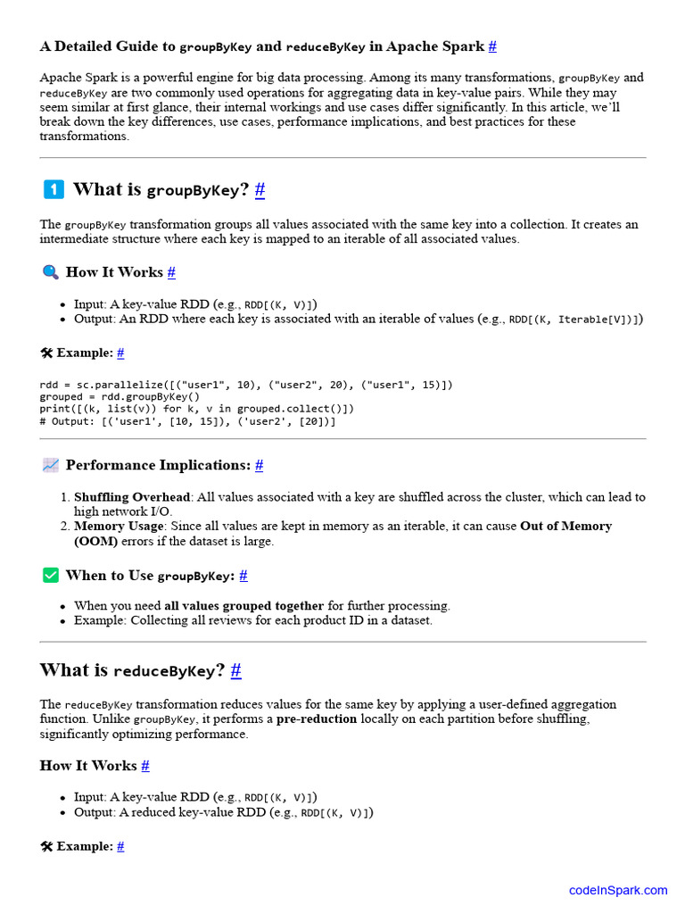 Spark Groupbykey Vs Reducebykey Pdf Computer Data Computer Programming