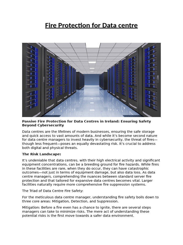 Fire Protection For Data Centre | PDF | Data Center | Fire Safety