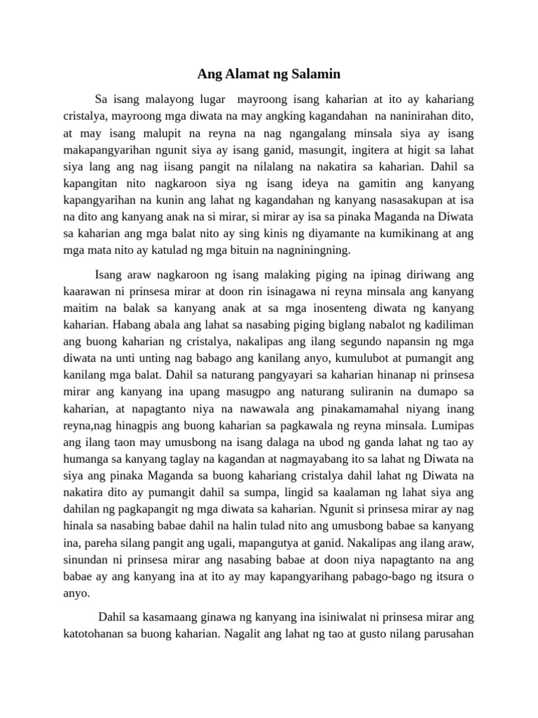 Ang Alamat NG Salamin | PDF