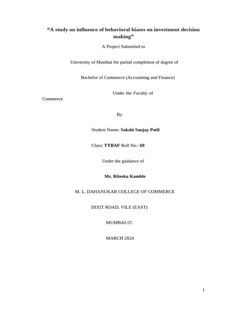 69 Sakshi Sanjay Patil . | PDF | Behavioral Economics | Bias