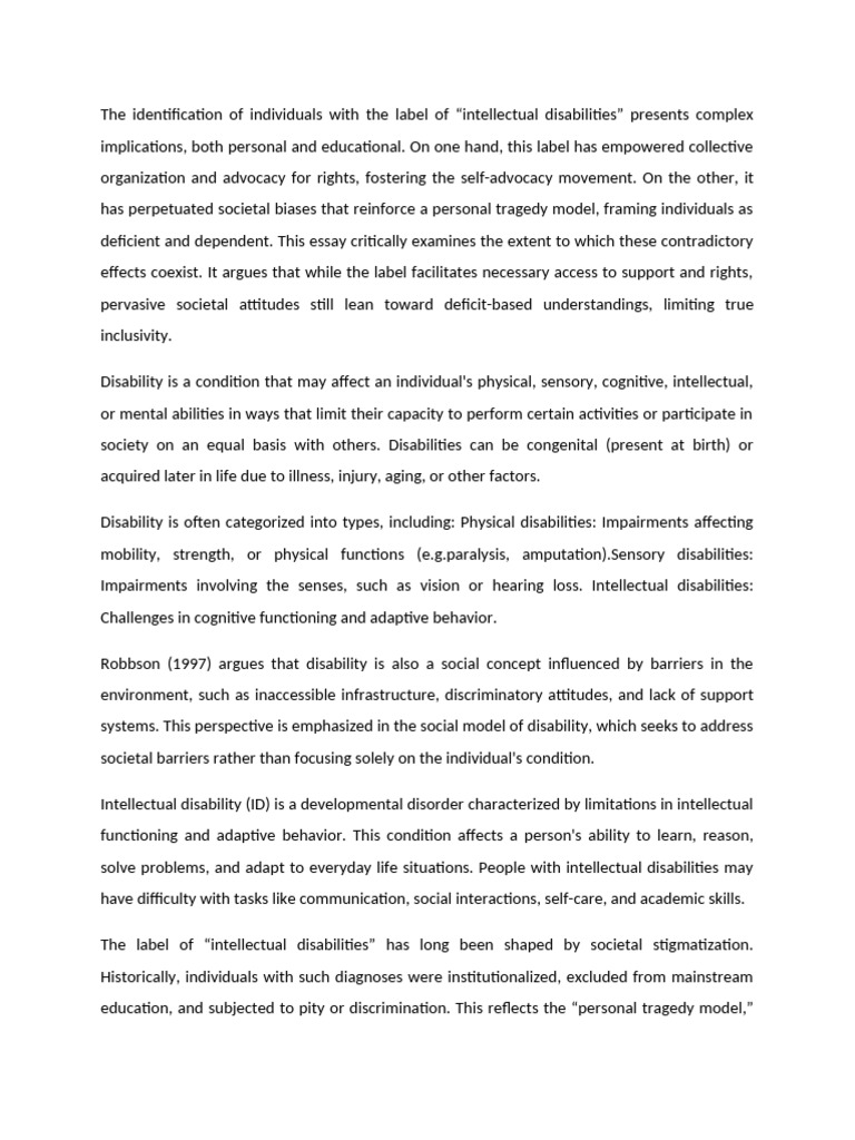 ASSIGNMENT ONE 2024 | PDF | Disability | Intellectual Disability