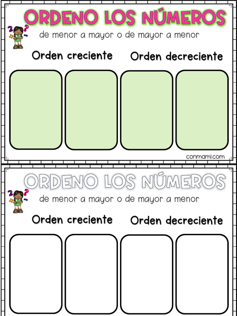 Orden de Numeros, Tarjetas Uno | PDF