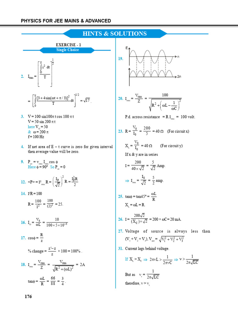 XII - Physics - Module 3 - Alternating Current (Solution) | PDF | Inductor | Capacitor