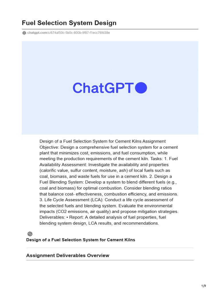 Fuel Selection System for Cement Kilns | PDF | Cement | Fuels