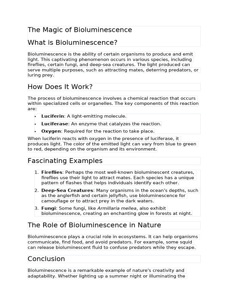 The Magic of Bioluminescence | PDF