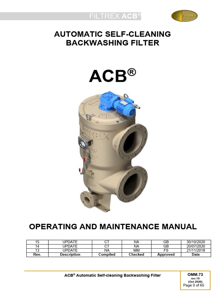 Filtrex ACB® Self-Cleaning Filter Manual | PDF | Filtration | Pump