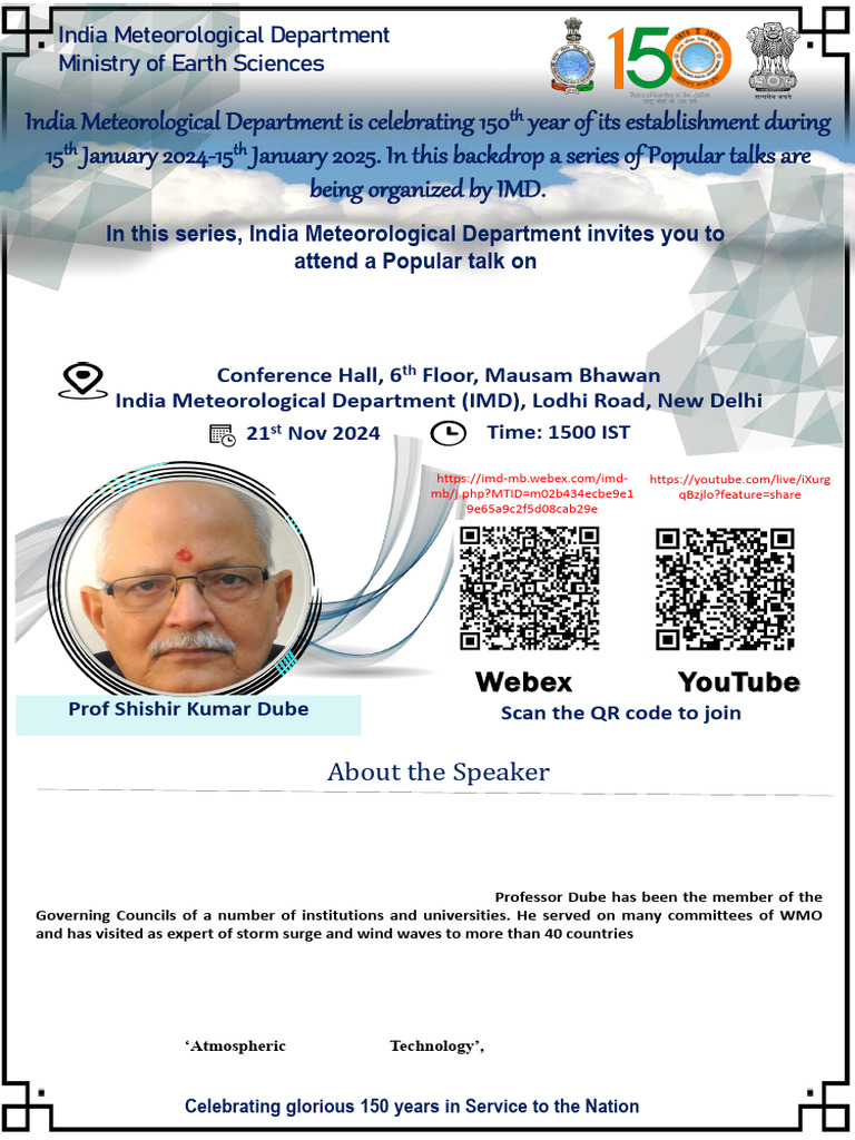 IMD 150th Anniversary Talk Series | PDF | Meteorology | Tropical Cyclones