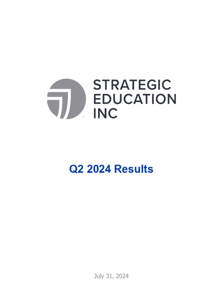 Strategic Education Q2 2024 Financial Results | PDF | Financial ...
