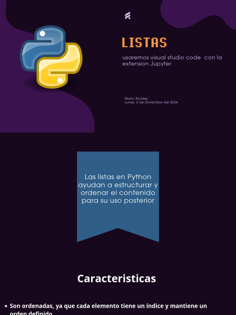 Listas en Python: Características y Ejemplo | PDF