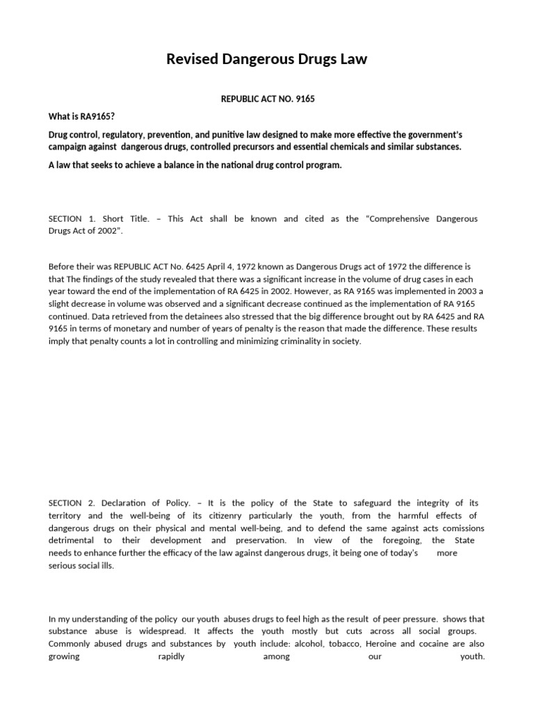 Revised Dangerous Drugs Law | PDF | Crimes | Crime & Violence