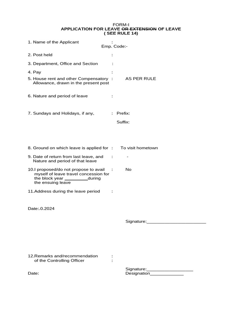 EL leave performa | PDF