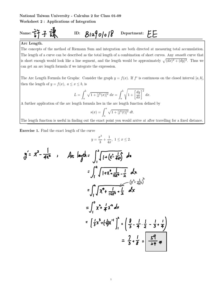 WS2 Applications of Integrations | PDF | Integral | Function (Mathematics)