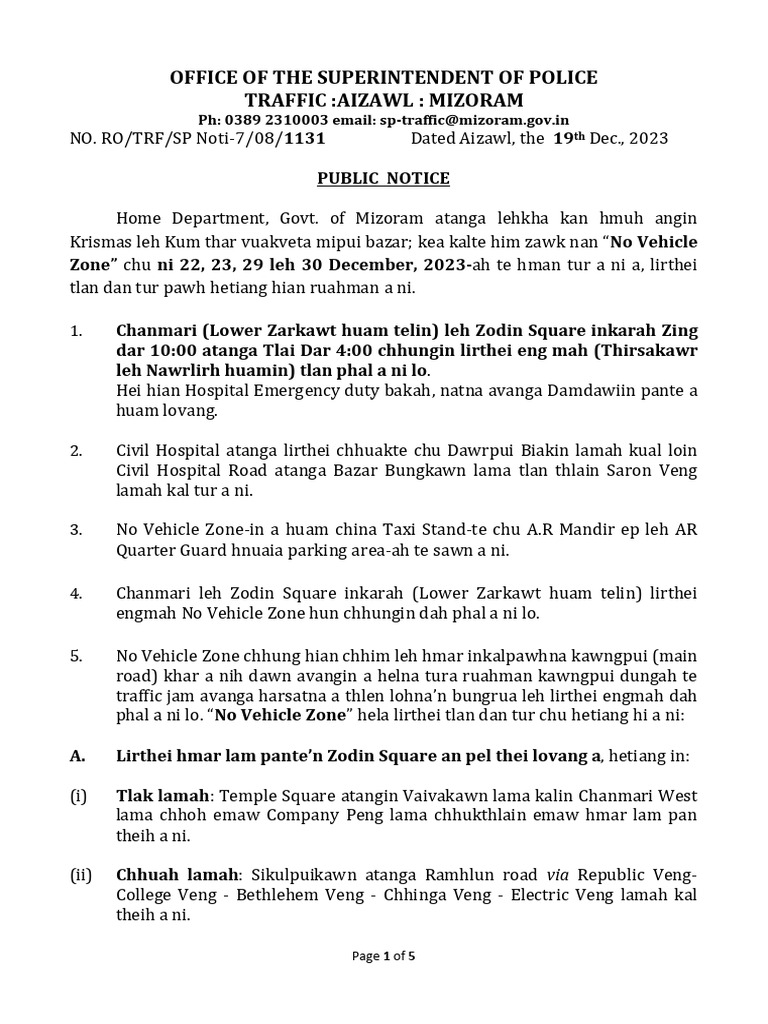21. No Vehicle Zone, 2023 | PDF | Legal Action | Positions Of Authority