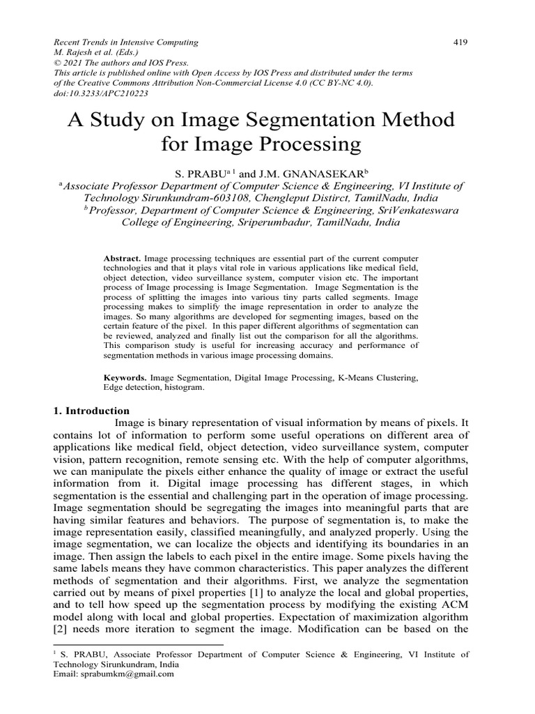 A Study on Image Segmentation Method for Image Pro | PDF | Image Segmentation | Cluster Analysis