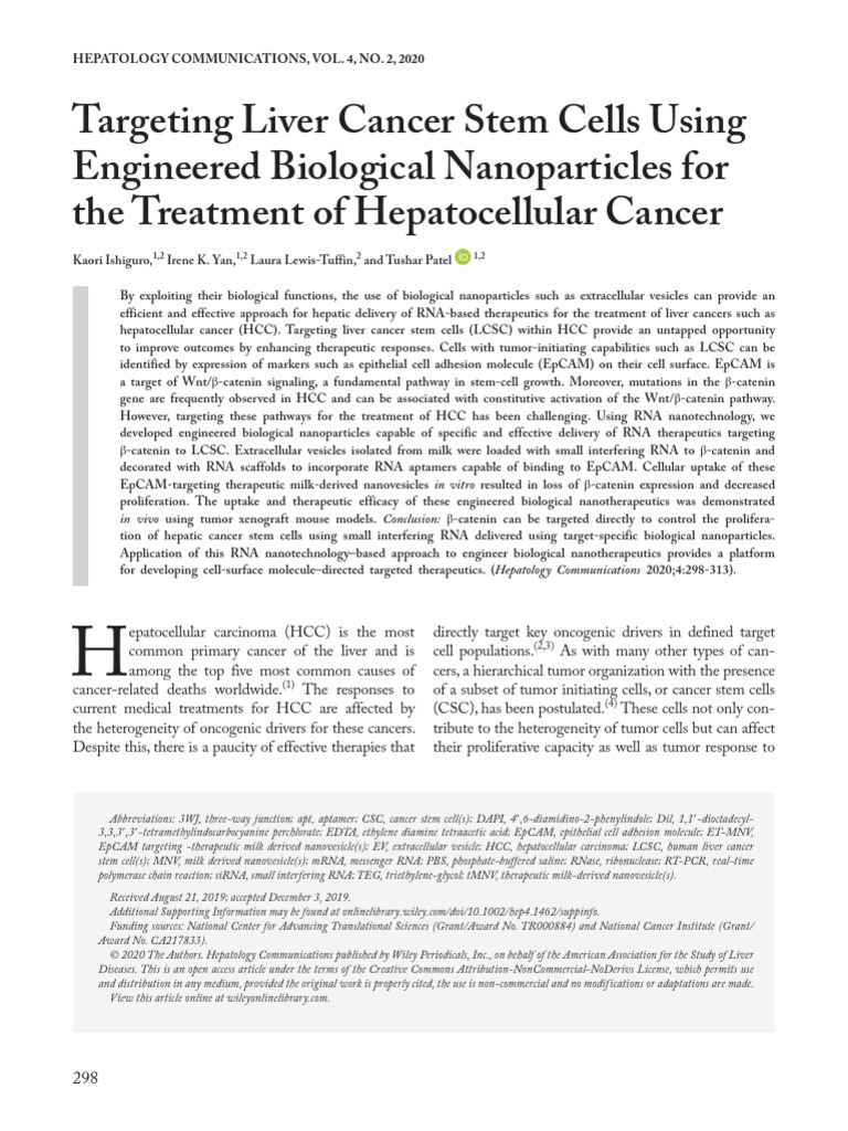 Targeting Liver Cancer Stem Cells with Nanoparticles | PDF | Small ...