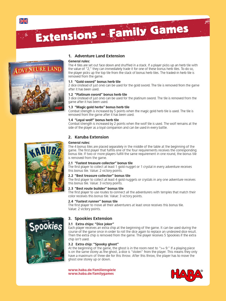 Haba Extensions Family Games | PDF | Games Of Chance | Board Games