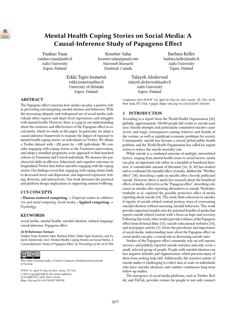 Study of Papageno Effect | PDF | Suicide | Affect (Psychology)