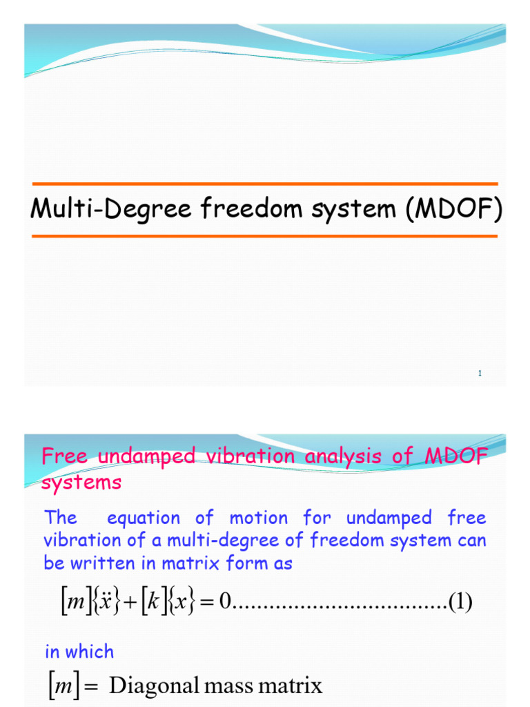 MDOF Free Vibration Analysis Guide | PDF | Eigenvalues And Eigenvectors | Functions And Mappings