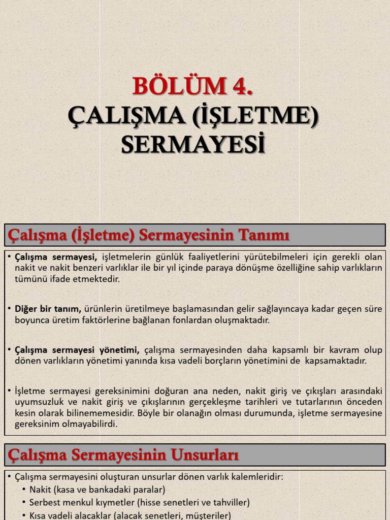 Calisma Sermayesi | PDF