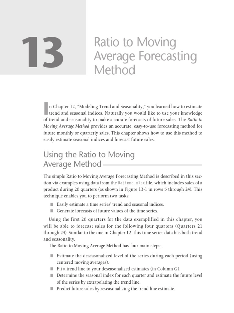 Chapter 13 Ratio To Moving Average | PDF | Forecasting | Seasonality