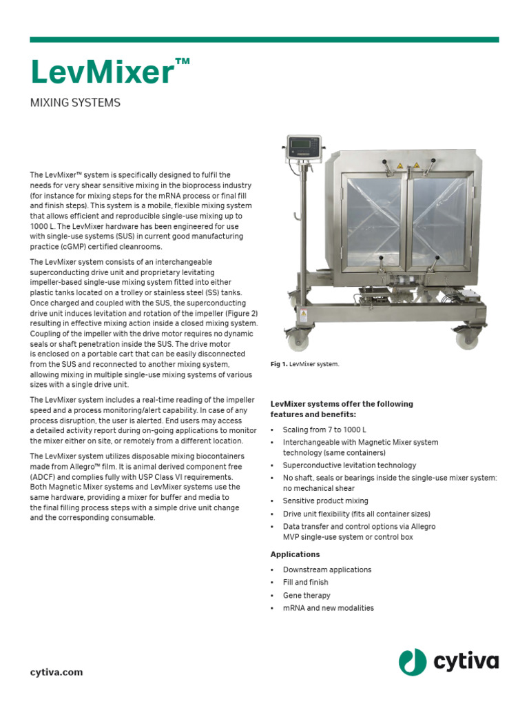 LevMixer™: Advanced Single-Use Mixing System | PDF | Superconductivity ...