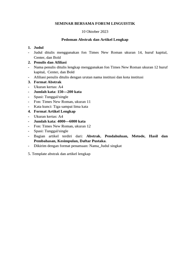 Panduan Abstrak Dan Artikel | PDF