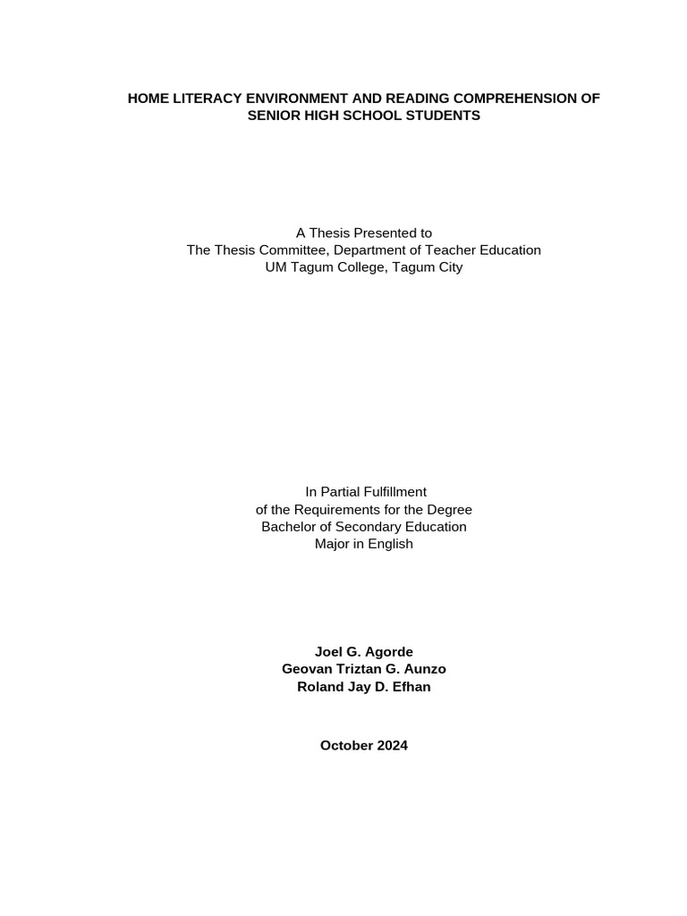Outline Defense Manuscript Print | PDF | Literacy | Reading Comprehension