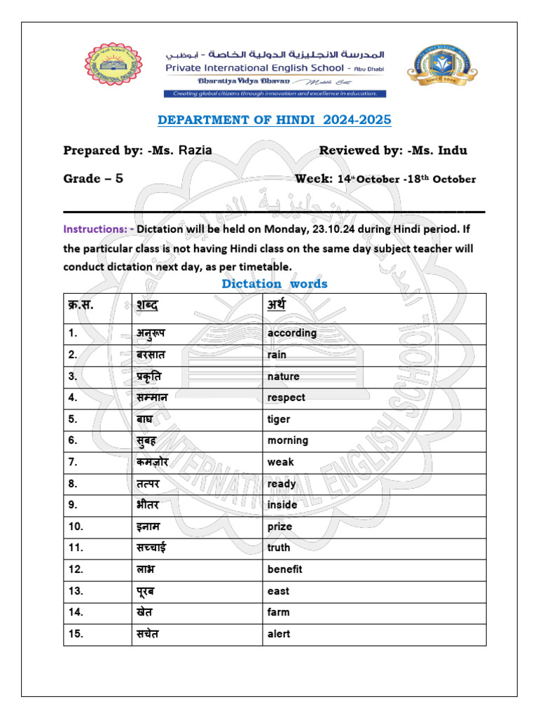 Dictation Words | PDF