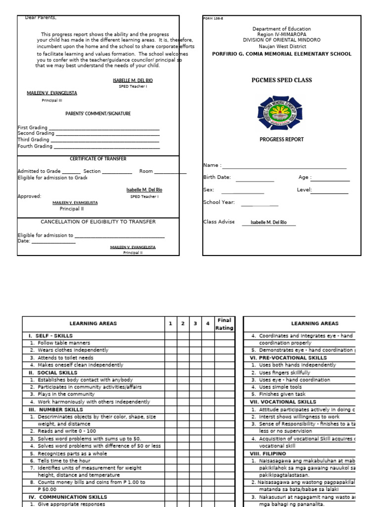 SPED FORM 137(A) (2) | PDF | Learning | Cognition