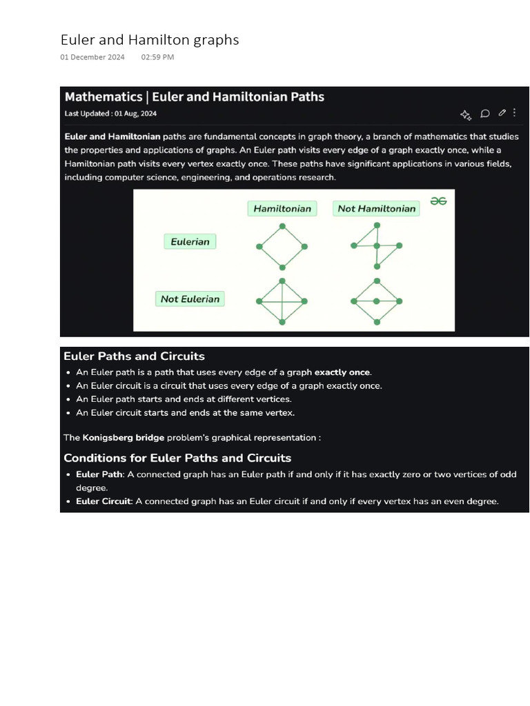Euler and Hamilton Graphs | PDF