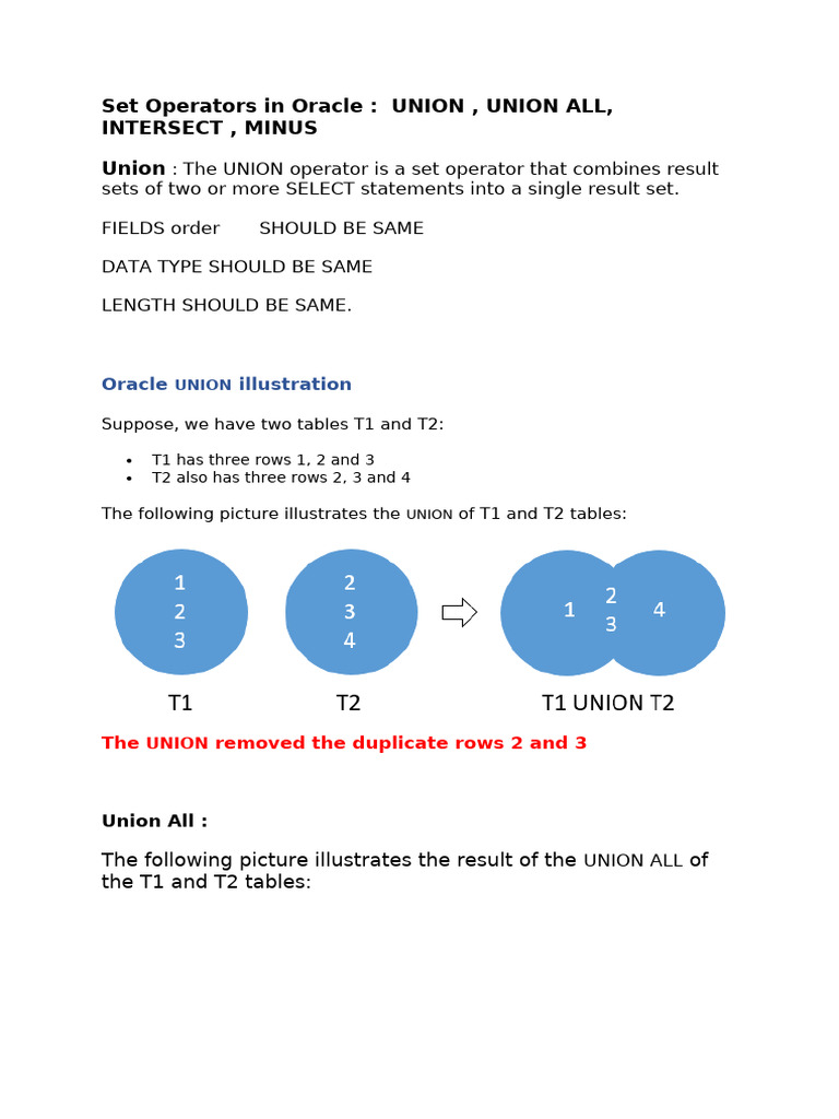 Oracle_Union | PDF | Data Management | Databases