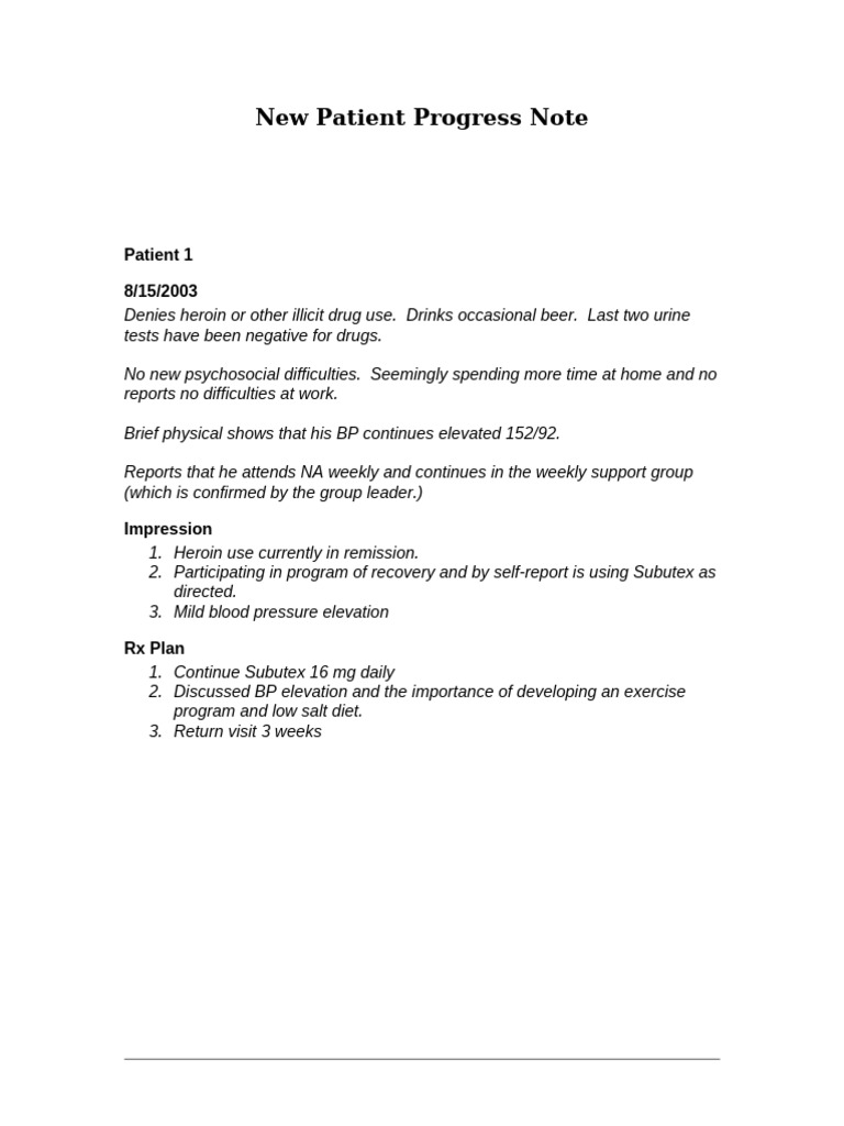 New Patient Progress | PDF