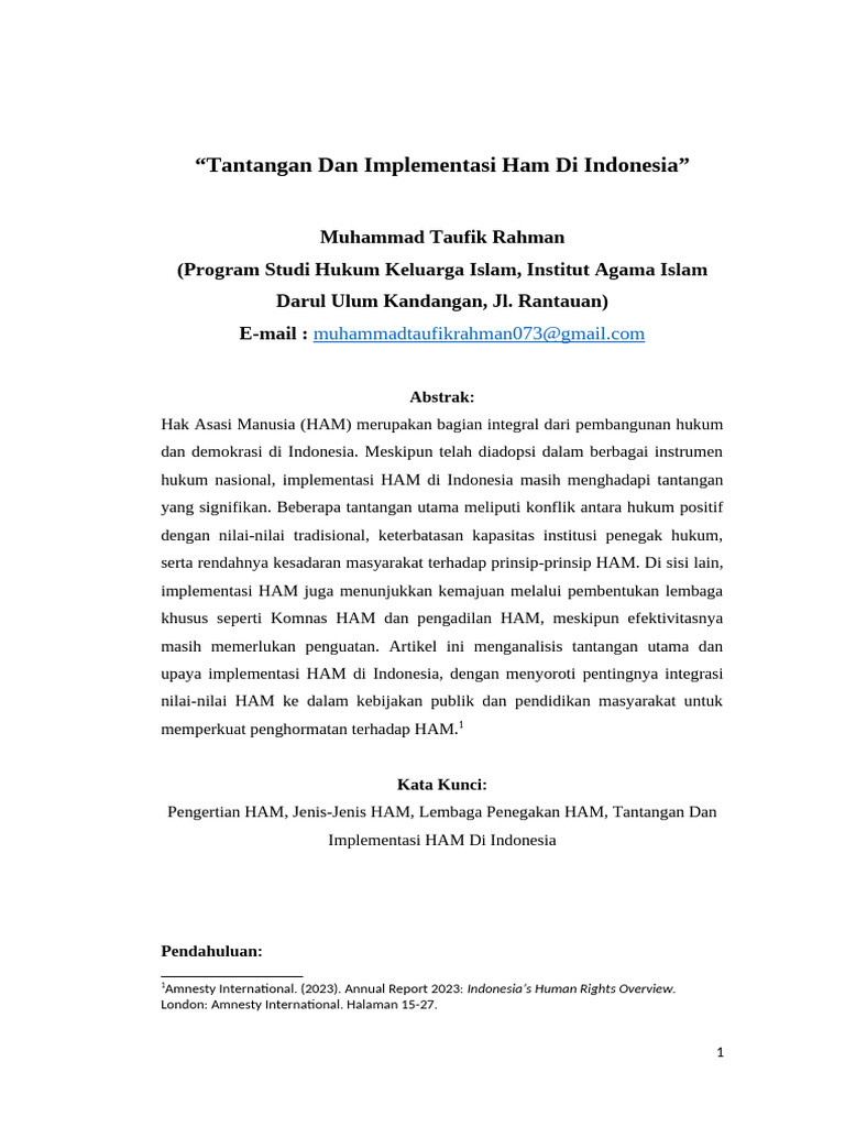 Tantangan Implementasi HAM di Indonesia | PDF