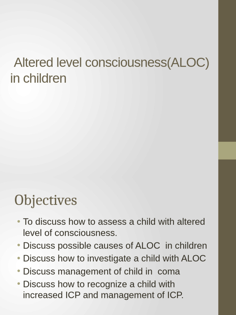 Approach To A Child With Altered Level of | PDF | Coma | Neurology