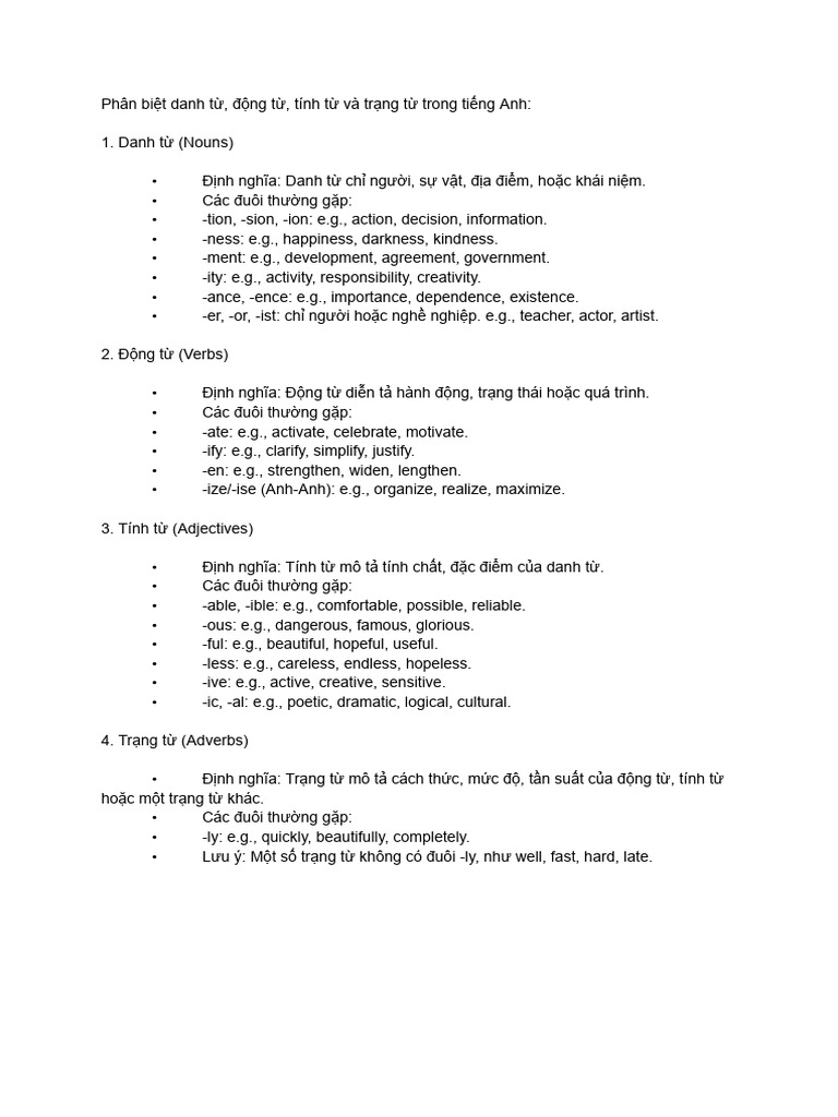 N, V, Adj & Adv | PDF