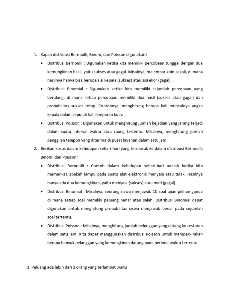 Penerapan Distribusi Bernoulli, Binomial, dan Poisson | PDF