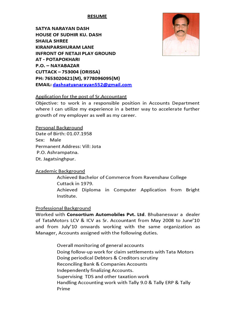 Satyanarayan Dash Resume (1) | PDF | Languages Of Asia | Languages