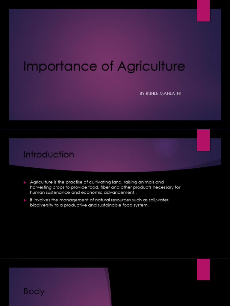 Importance of Agriculture for Sustainability | PDF