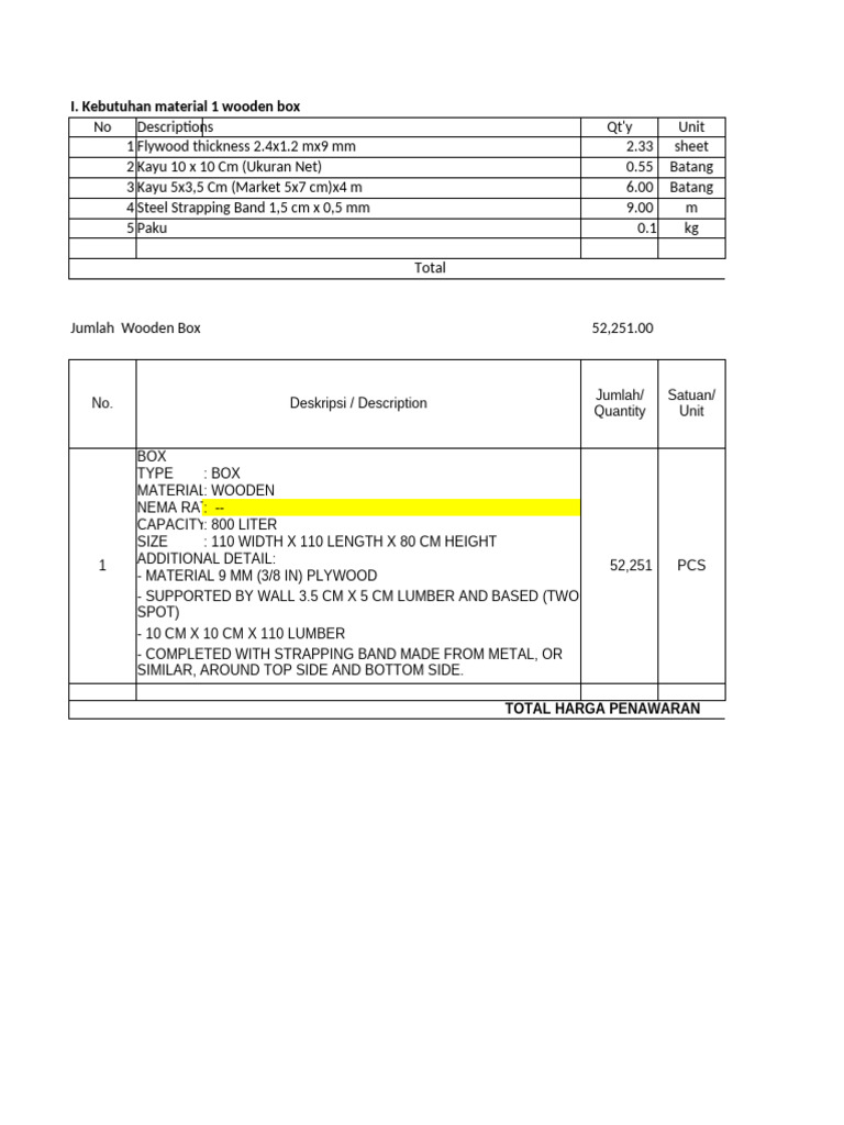 Wooden Box RFQ | PDF