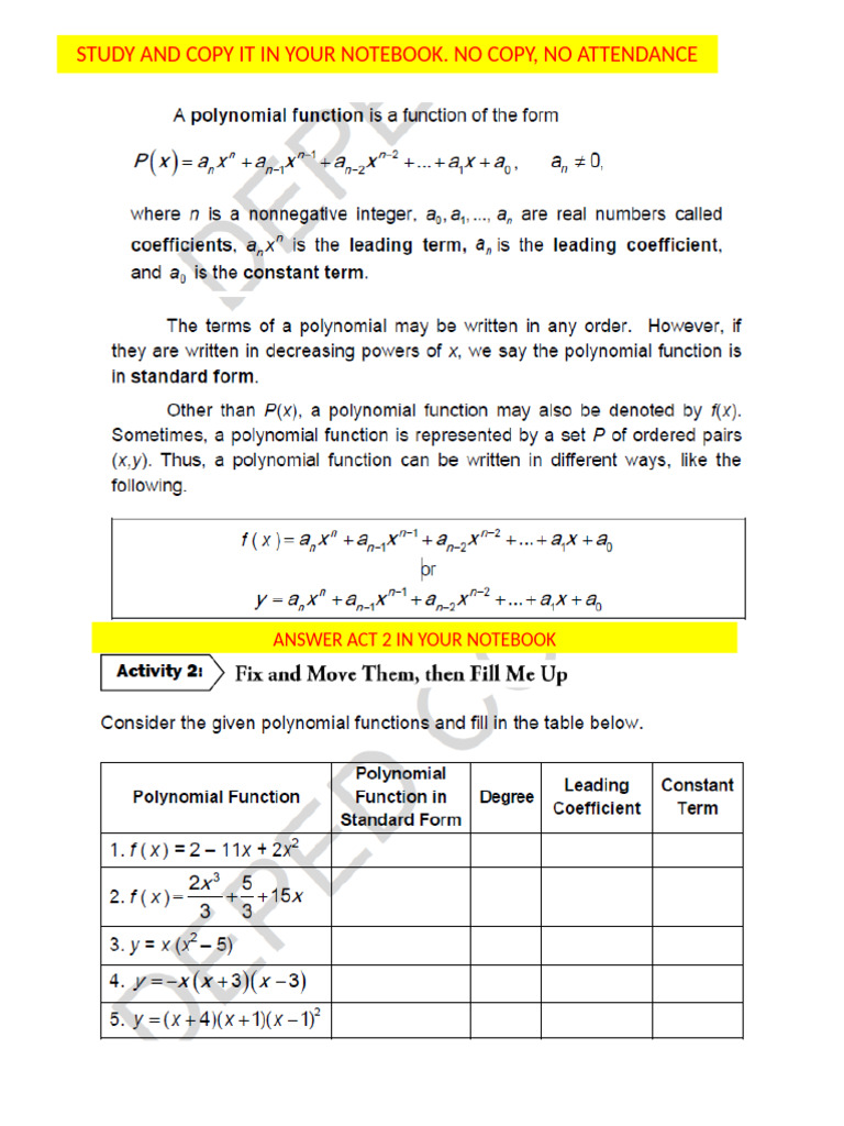Polynomial Functions | PDF