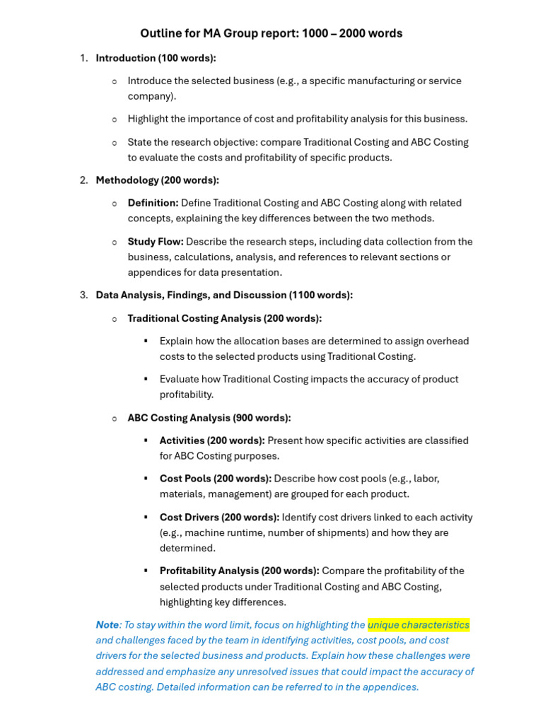 Outline-for-Group-report_2000-words | PDF | Business