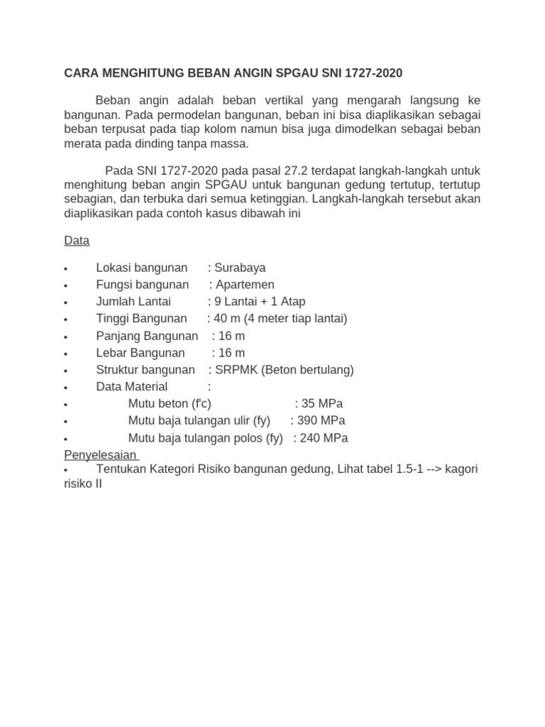 Cara Menghitung Beban Angin Spgau Sni 1727 | PDF