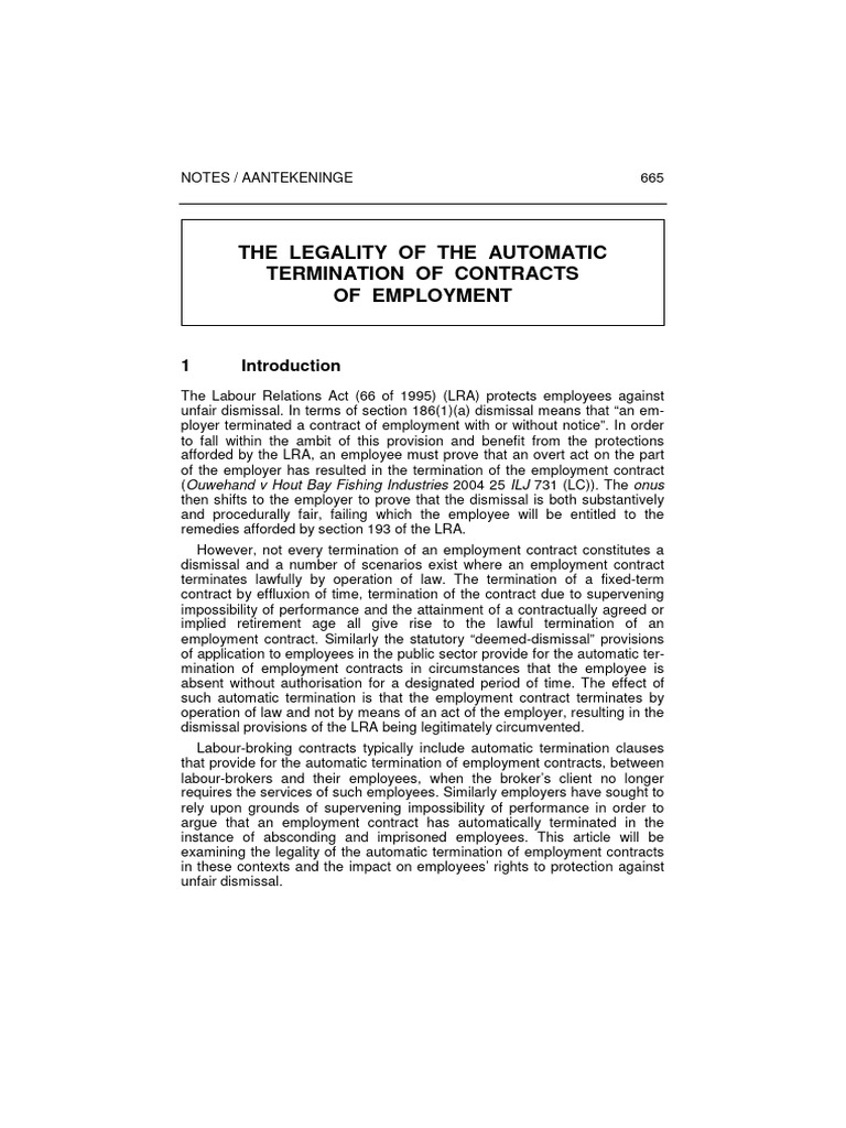 Legality of Automatic Employment Termination | PDF | Employment | Business