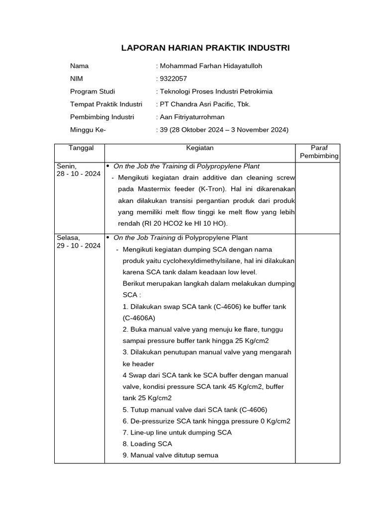 Draft Laporan Mingguan Ke-39 | PDF