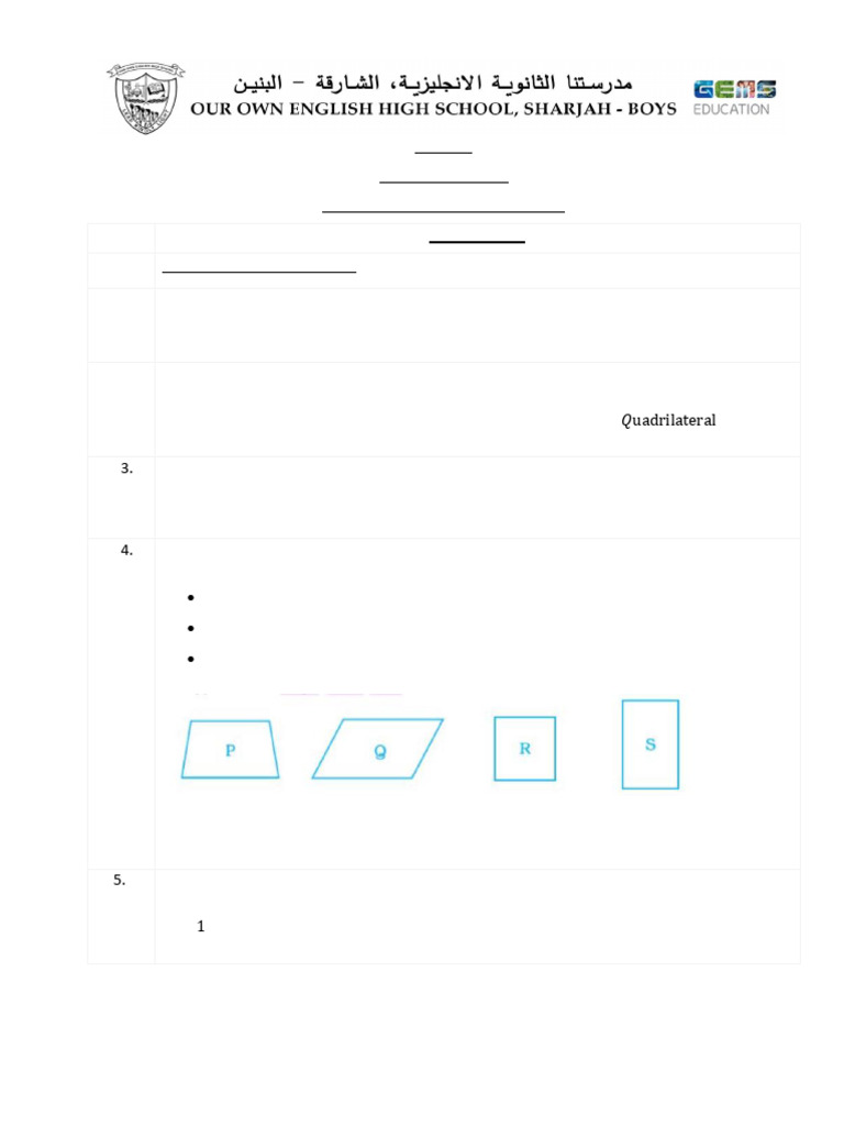 Quadrilaterals Worksheet Answer Key | PDF | Rectangle | Classical Geometry