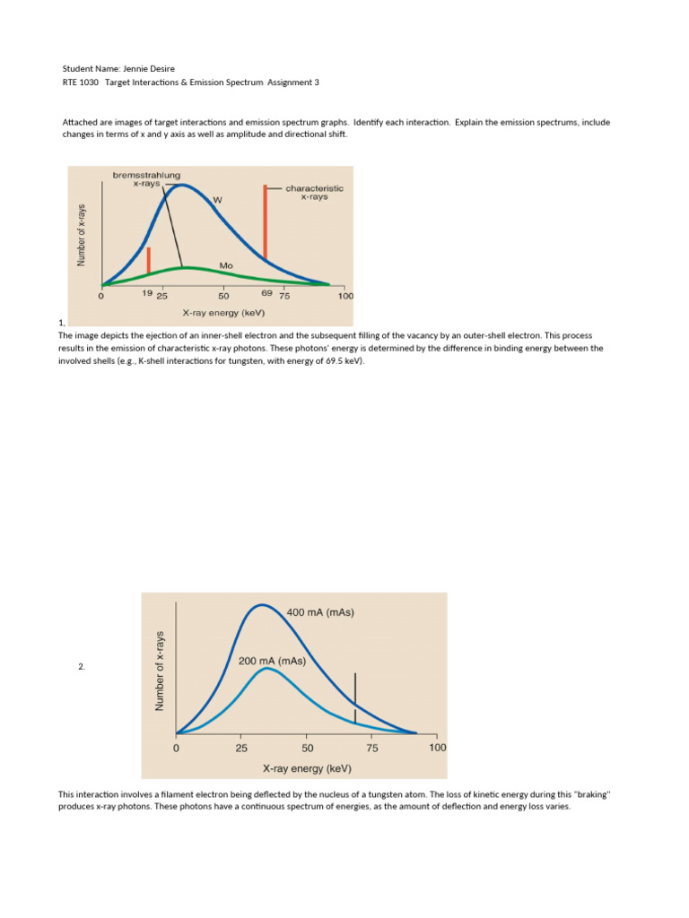 Target Interactions & Emission Spectrum Assignment 3 | PDF | Photon | Electron