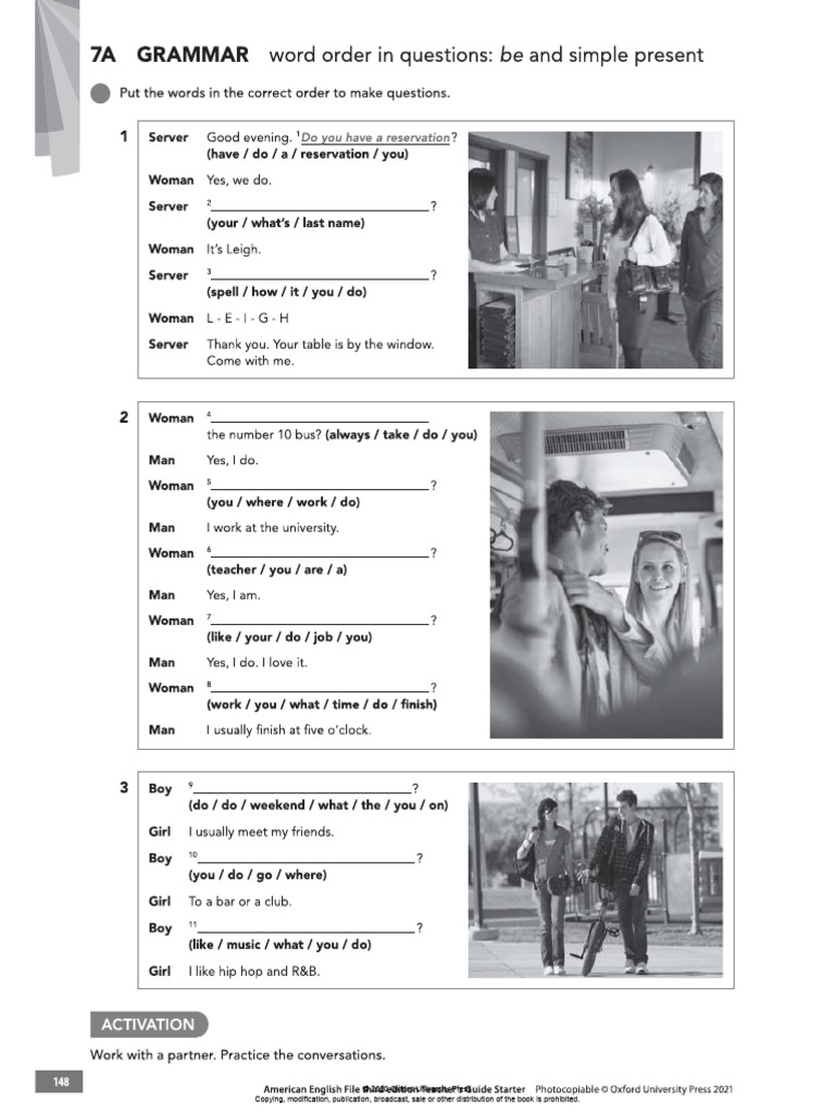 7A Grammar Activity | PDF