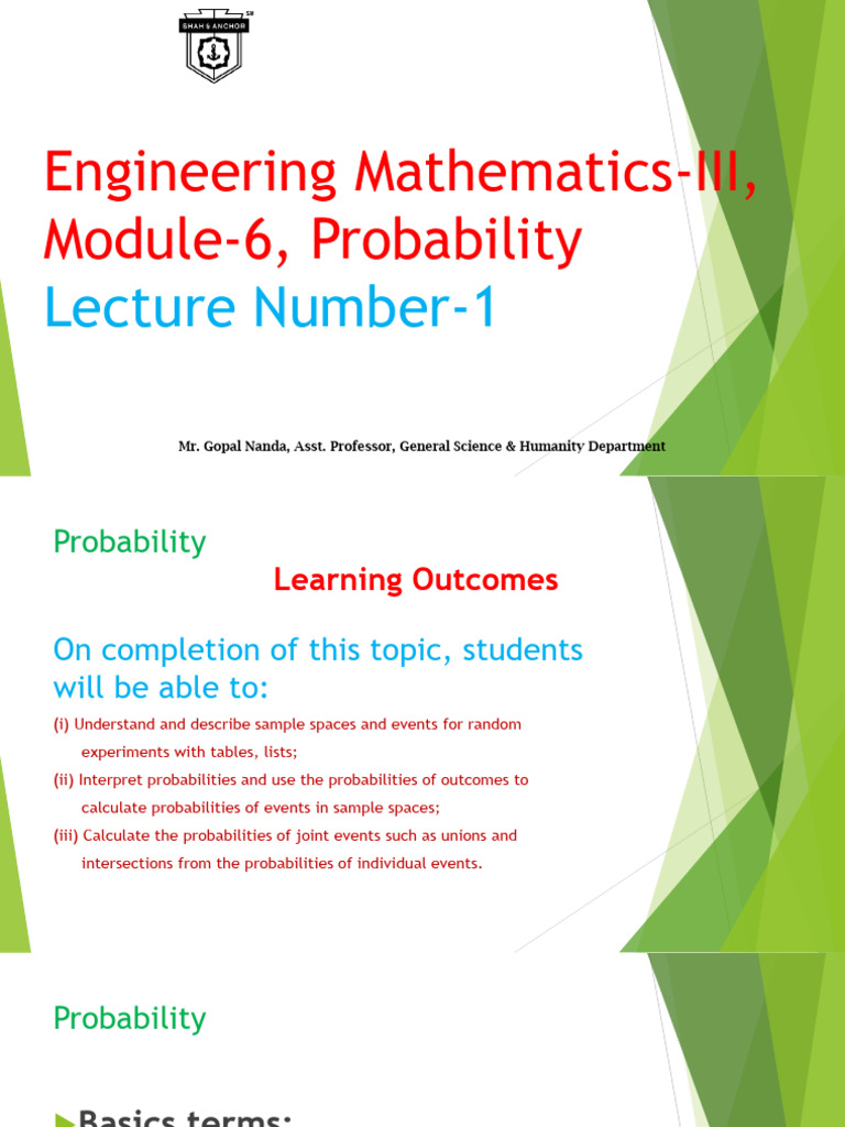 Lec-1_PROBABILITY | PDF | Probability | Odds