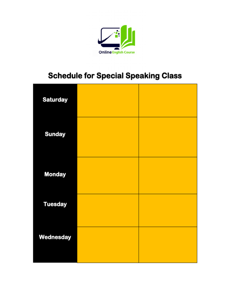 Special Speaking Class Schedule | PDF