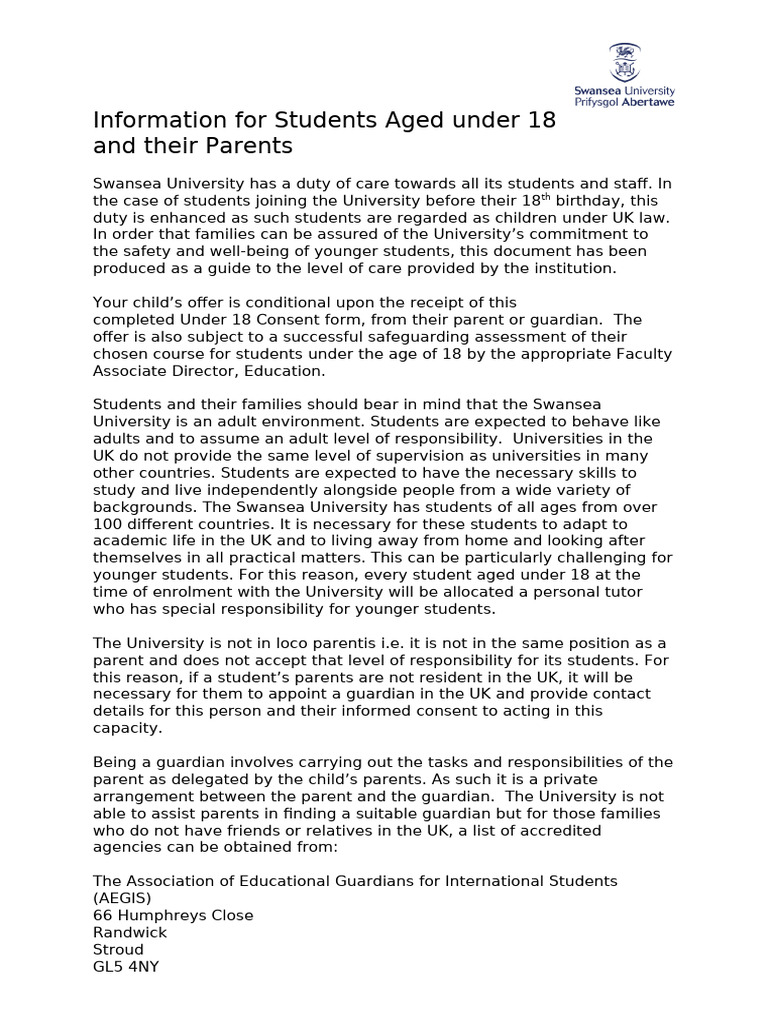 Under 18s Consent Proforma | PDF | Informed Consent | Legal Guardian